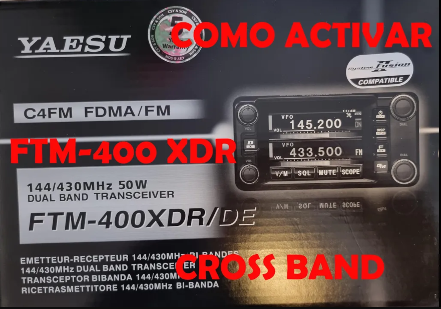 02_YAESU FTM 400 XDR/XDE Banda Cruzada Cross Band – ZENIACOSTA